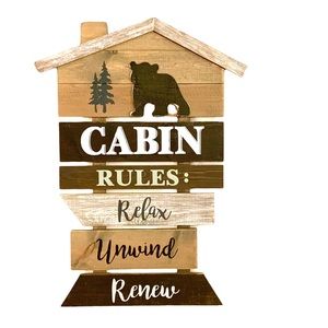 The Spring Shop | Wall Decor | Rustic Outdoors Wood Sign Cabin Rules ...